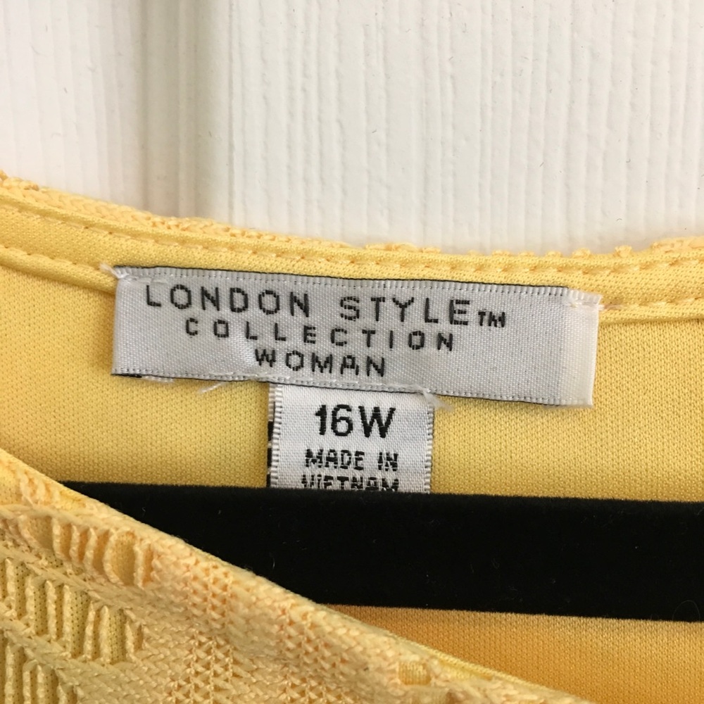 London Style Collection Yellow Lace Overlay Dress - Gem